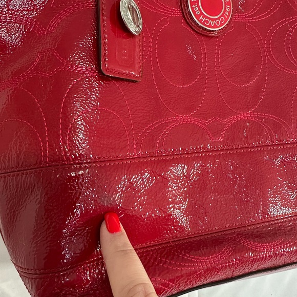 Coach | Bags | Coach Handbag In Red Patent Leather | Poshmark